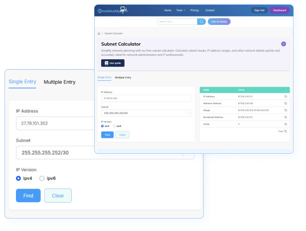 Free IP Subnet Calculator | etoolsbuddy